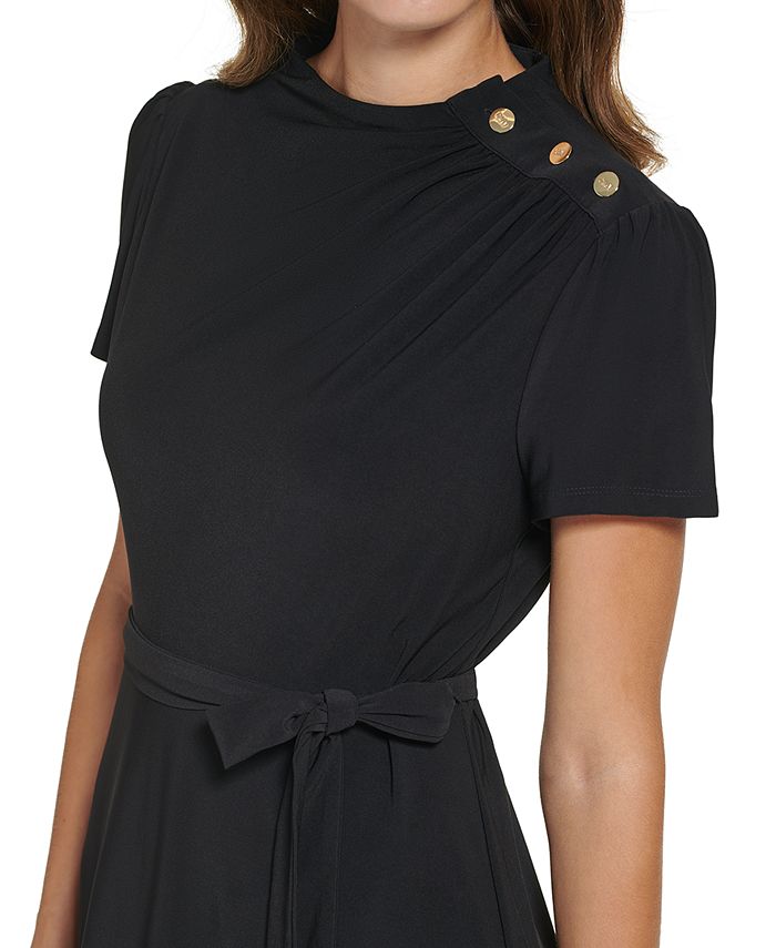 DKNY Women's Funnel-Neck Fit & Flare Dress - Macy's