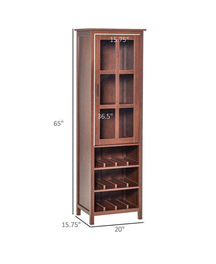HOMCOM Wine Cabinet Bar Display Cupboard w/ Glass Door and 3 Cubbies ...