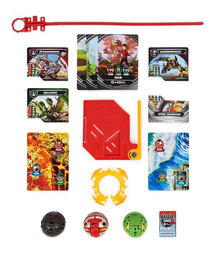 Bakugan Starter 3-Pack, Special Attack Dragonoid, Nillious, Hammerhead Customizable Spinning ...