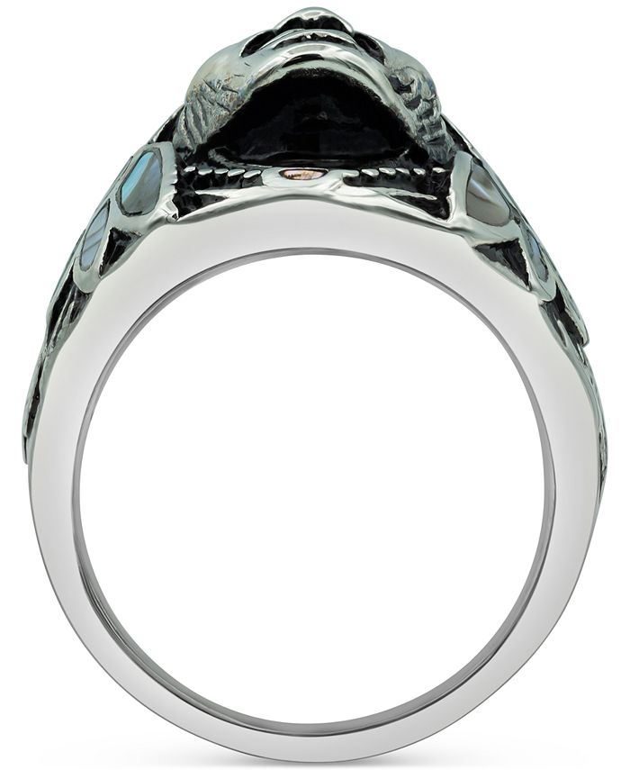 Blackjack Men's Abalone Chief Ring in Stainless Steel - Macy's