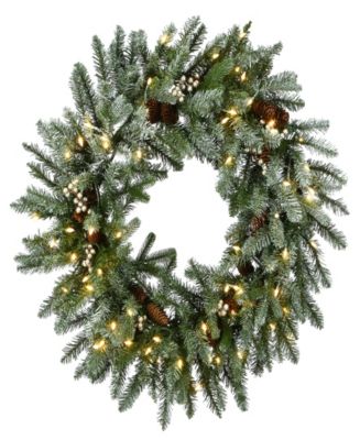 National Tree Company 30" Snowy Morgan Spruce Wreath with Twinkly LED ...