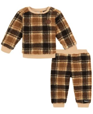 Baby Boys Printed Berber Crewneck and Joggers, 2 Piece Set