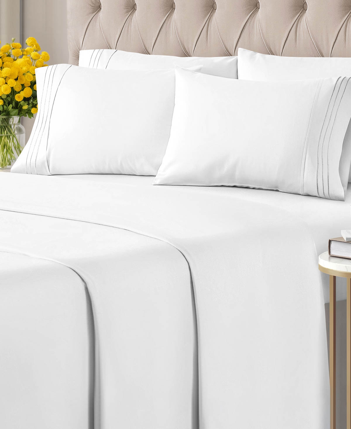 Click here for 6 Piece Microfiber Solid Sheet Set - Queen - White prices