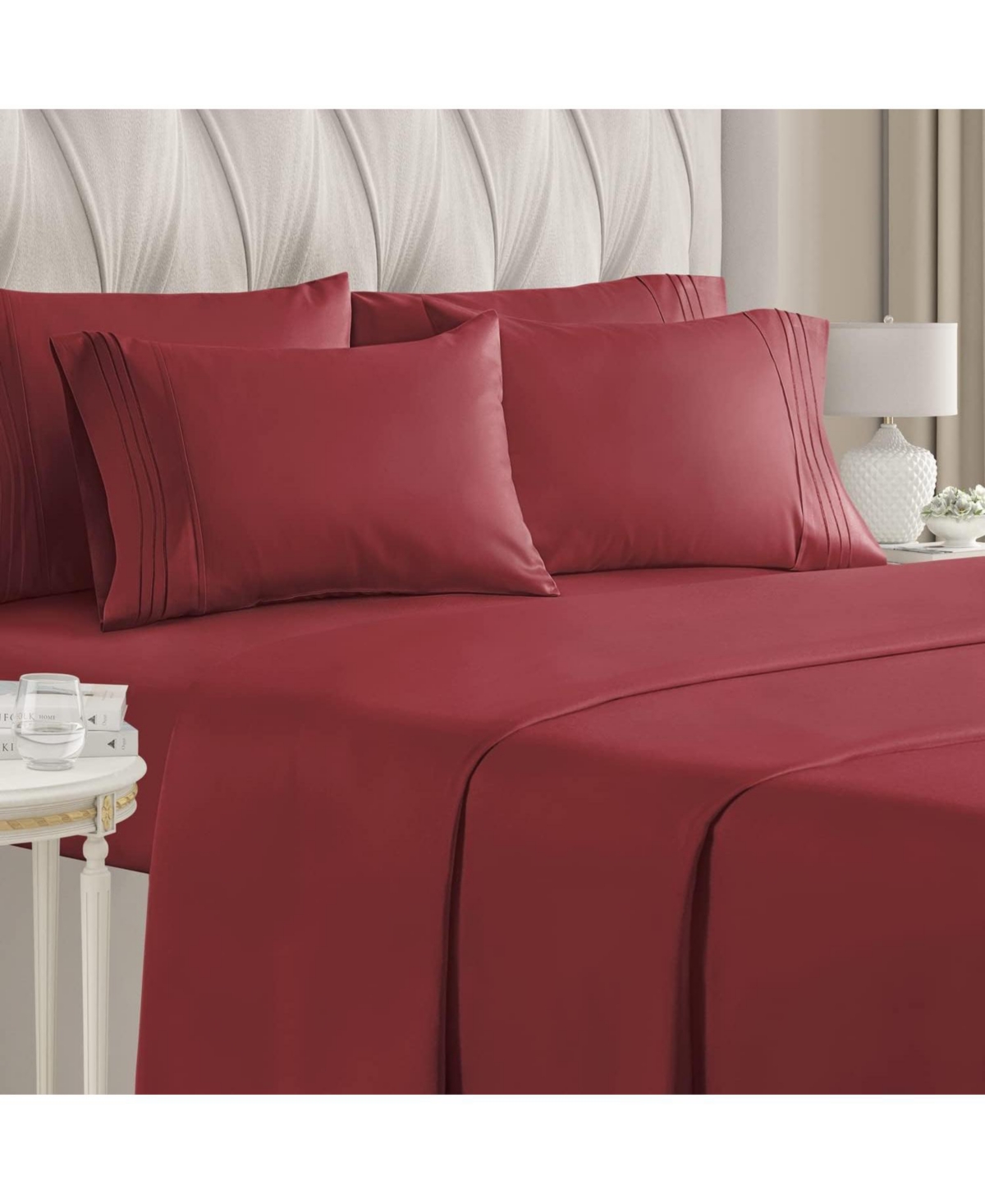 Click here for 6 Piece Microfiber Solid Sheet Set - King - Burgun... prices