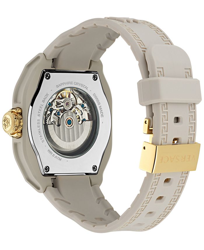 Versace Men's Swiss Automatic V-Legend Skeleton Beige Rubber Strap ...