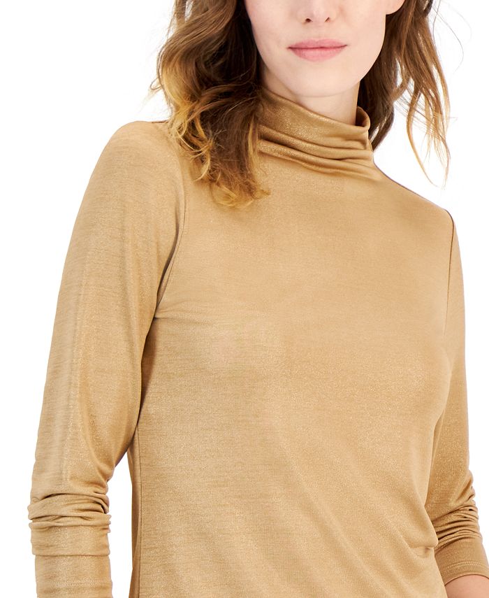 Tommy Hilfiger Women's Long-Sleeve Metallic Turtleneck Top - Macy's