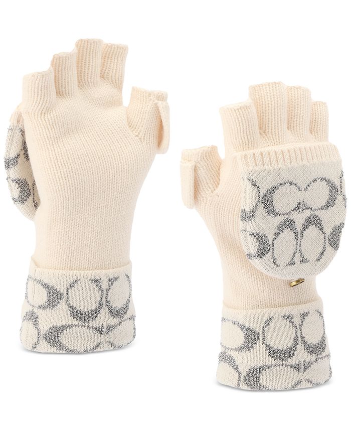 COACH Women's Metallic Pop Top Logo Gloves - Macy's