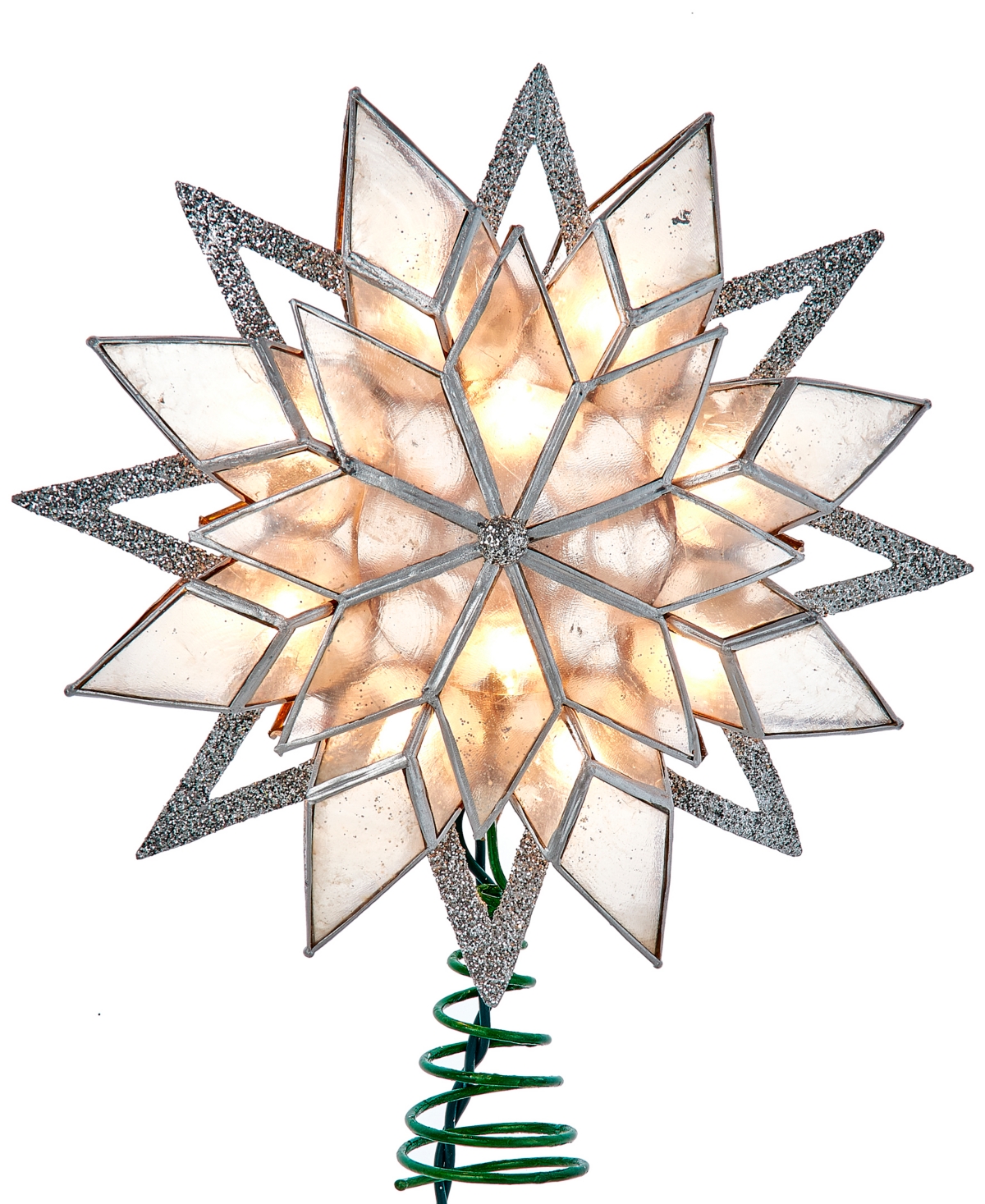 Click here for Kurt Adler 10-Light 8-Point Glitter Capiz Star Tre... prices