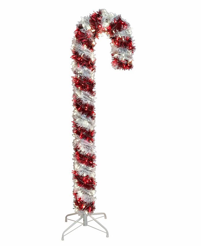 Kurt Adler 5' Pre-Lit LED Tinsel Candy Cane - Macy's