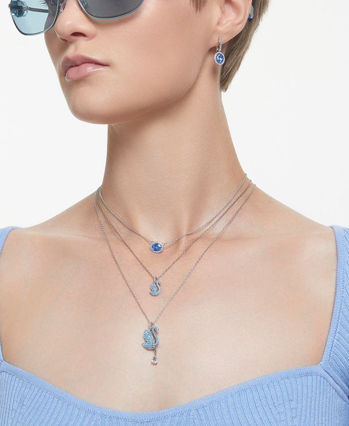 Swarovski Silver-Tone 2-Pc. Set Blue & White Crystal Iconic Swan ...