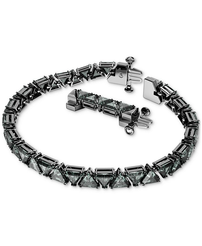 Swarovski Ruthenium-Plated Black Triangle Crystal Flex Bracelet - Macy's