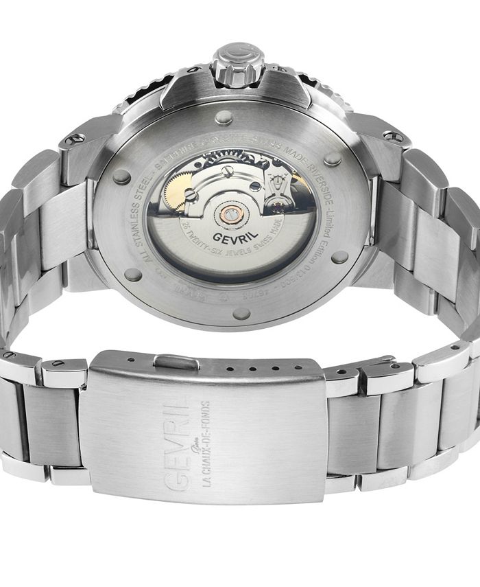 Gevril Men's Riverside Silver-Tone Stainless Steel Watch 42mm - Macy's