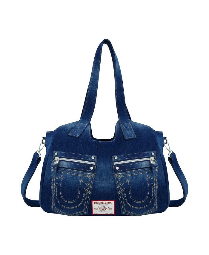 True Religion Horseshoe Stitch DARK DENIM Satchel Bag - Macy's