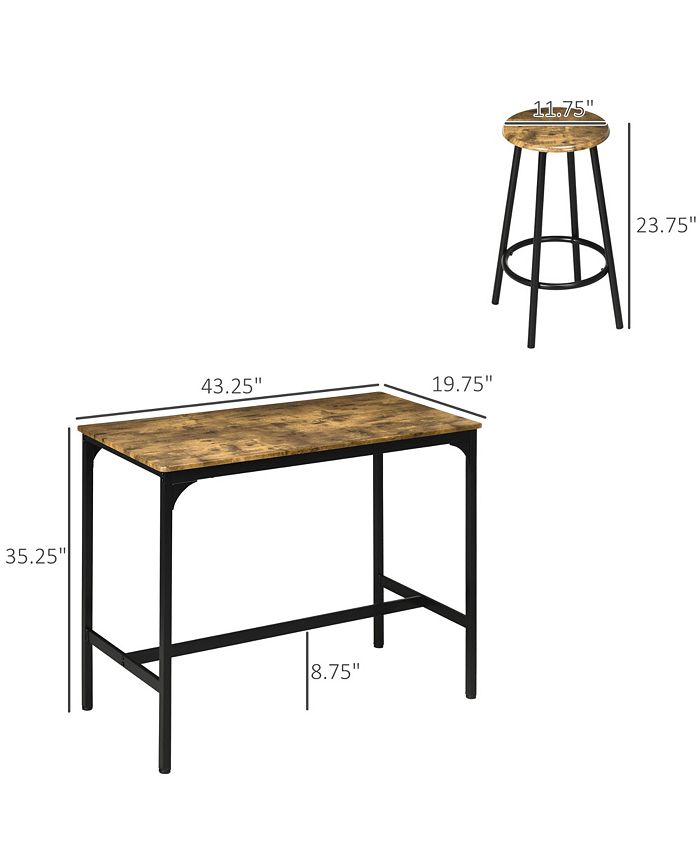 HOMCOM 5-Piece Rustic Bar Table and Stool Set for Dining Room - Macy's
