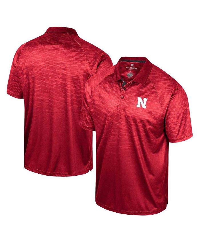 Colosseum Men's Scarlet Nebraska Huskers Honeycomb Raglan Polo Shirt ...
