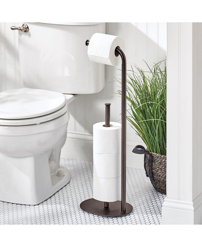 mDesign Metal Freestanding Toilet Paper Dispenser Stand, Holds 4 Rolls ...