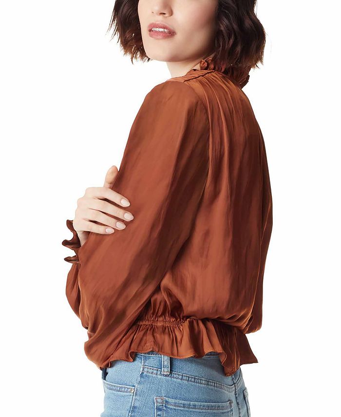 Sam Edelman Women's Lani Ruffled-Neck Puff-Sleeve Peplum Top - Macy's