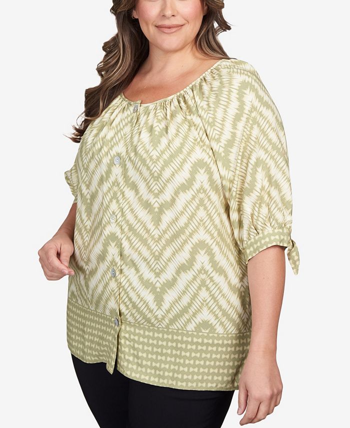 Ruby Rd. Plus Size Polynesian Tie Sleeve Tunic Top - Macy's