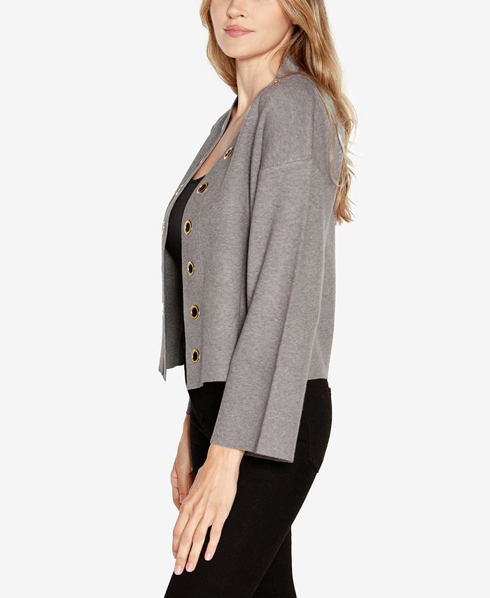 Belldini Women's Drop Shoulder Grommet Cardigan Sweater - Macy's