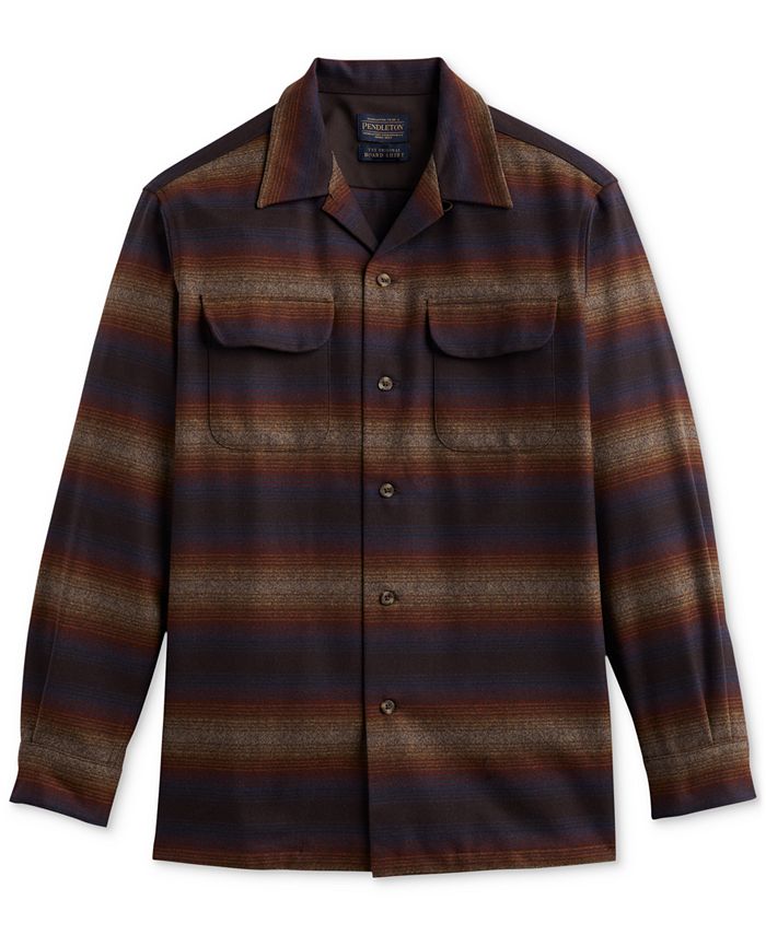 Pendleton Men's Original Standard-Fit Ombré Stripe Button-Down Wool ...