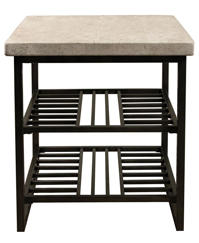 Furniture Capri 24" Stone and Metal Base Side Table - Macy's