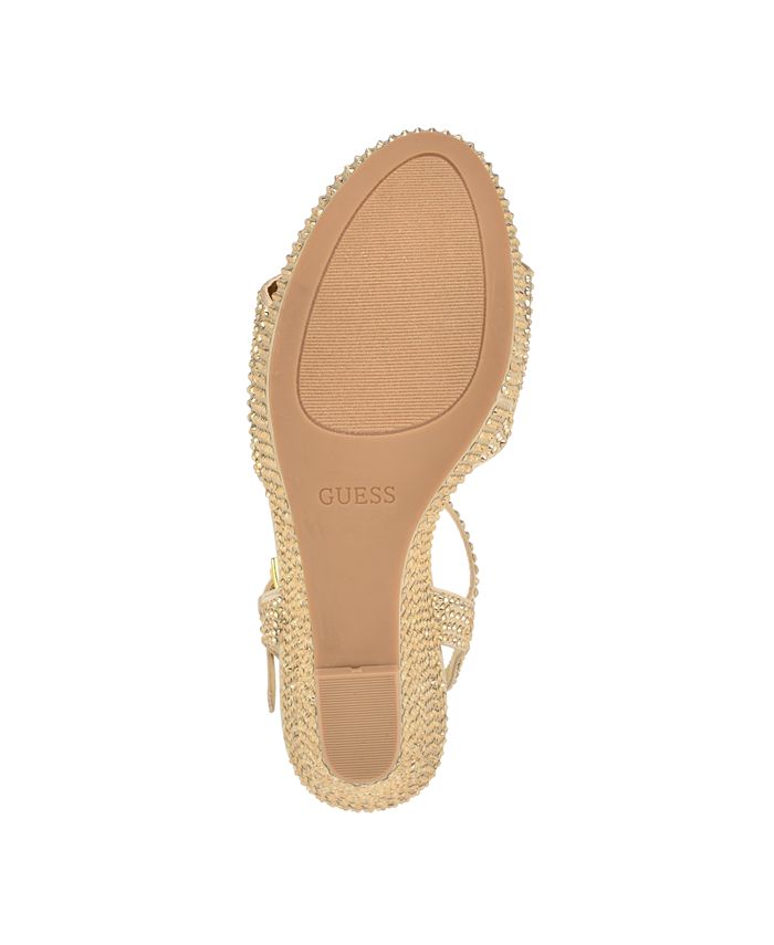 GUESS Women's Hippa Wrapped Platform Two Piece Ornamented Sandals - Macy's