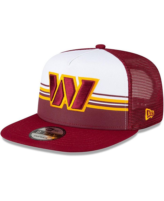 New Era Men's White, Burgundy Washington Commanders Striped A-Frame ...