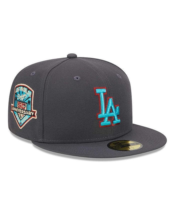 New Era Men's Graphite Los Angeles Dodgers Print Undervisor 59FIFTY ...