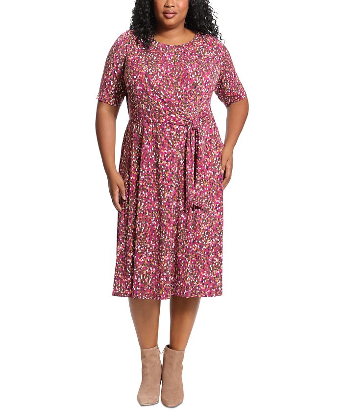 London Times Plus Size Keyhole-Front Midi Dress - Macy's