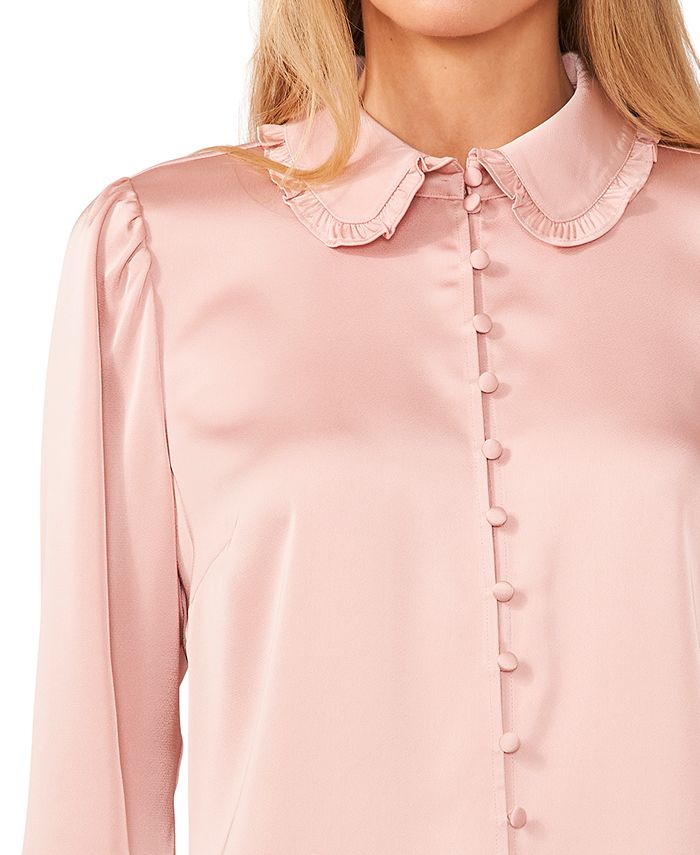 CeCe Women's Ruffle-Collar Button-Front Blouse - Macy's