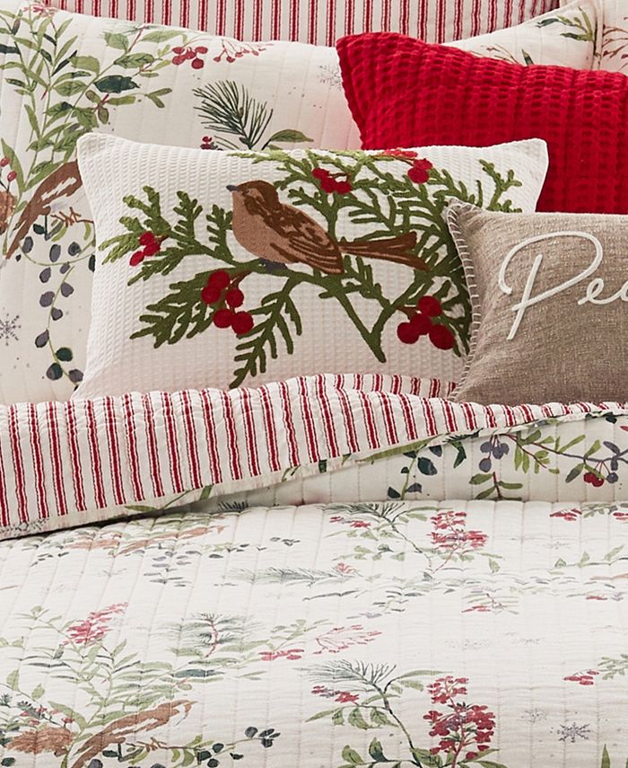 Levtex Winterberry Forest Embroidered Decorative Pillow, 14" x 18" - Macy's