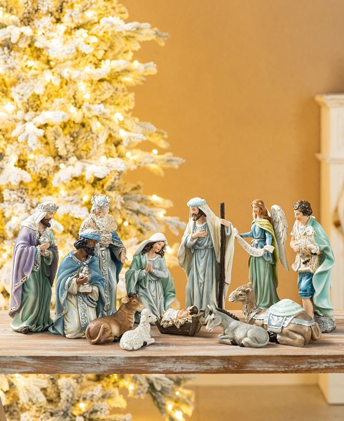 Glitzhome 12 Pieces Deluxe Resin Nativity Figurine Set - Macy's