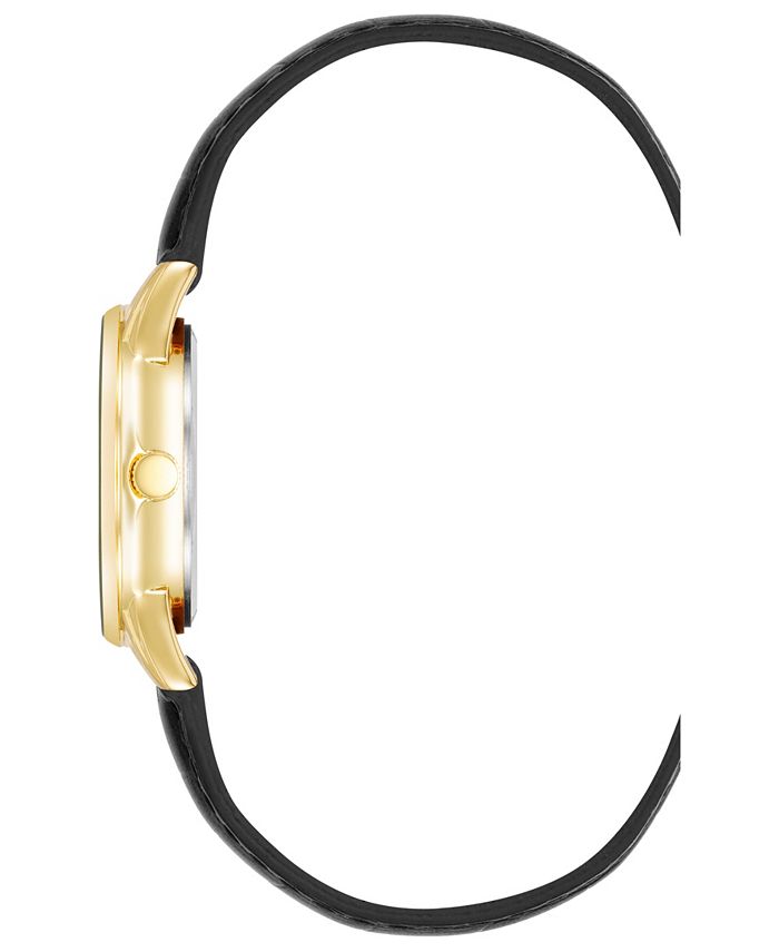 Anne Klein Women's Three Hand Quartz Round Black Polyurethane Faux ...