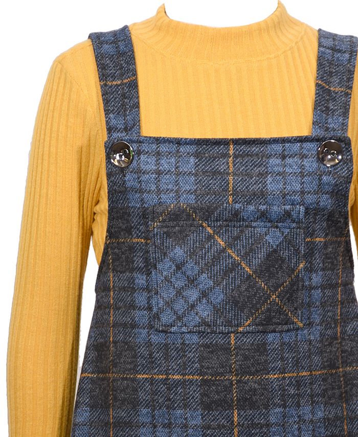 Bonnie Jean Big Girls Plaid Jacquard Knit Jumper with Flounce and ...