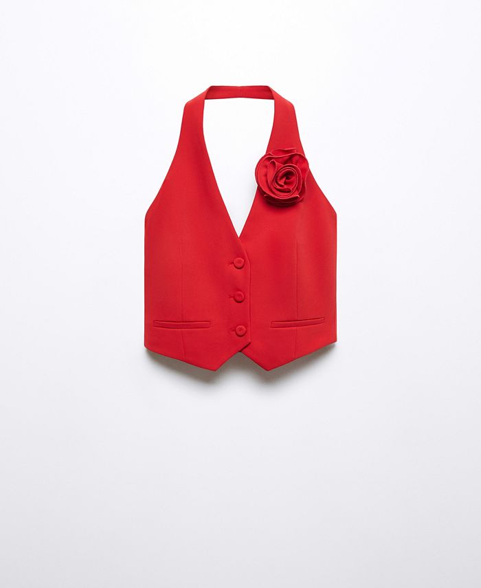 MANGO Women's Floral Applique Vest - Macy's