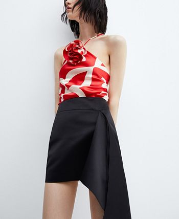 MANGO Women's Decorative Flower Print Satin Top - Macy's