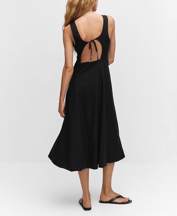 MANGO Women's Back Opening Linen Dress - Macy's