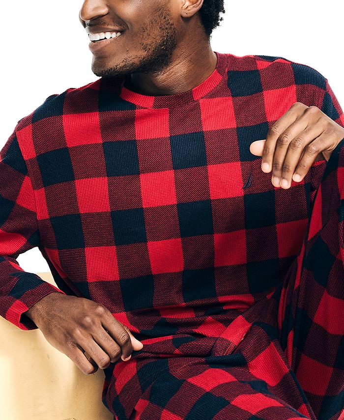 Nautica Men's 2-Pc. Relaxed-Fit Buffalo Plaid Waffle-Knit T-Shirt ...