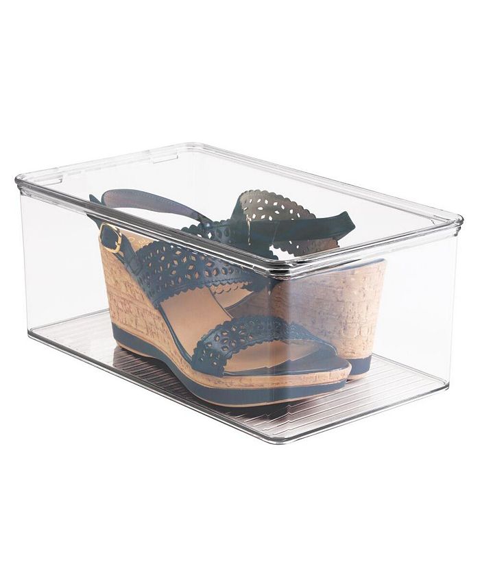 mDesign Stackable Plastic Closet Storage Container Bin Box with Hinge ...