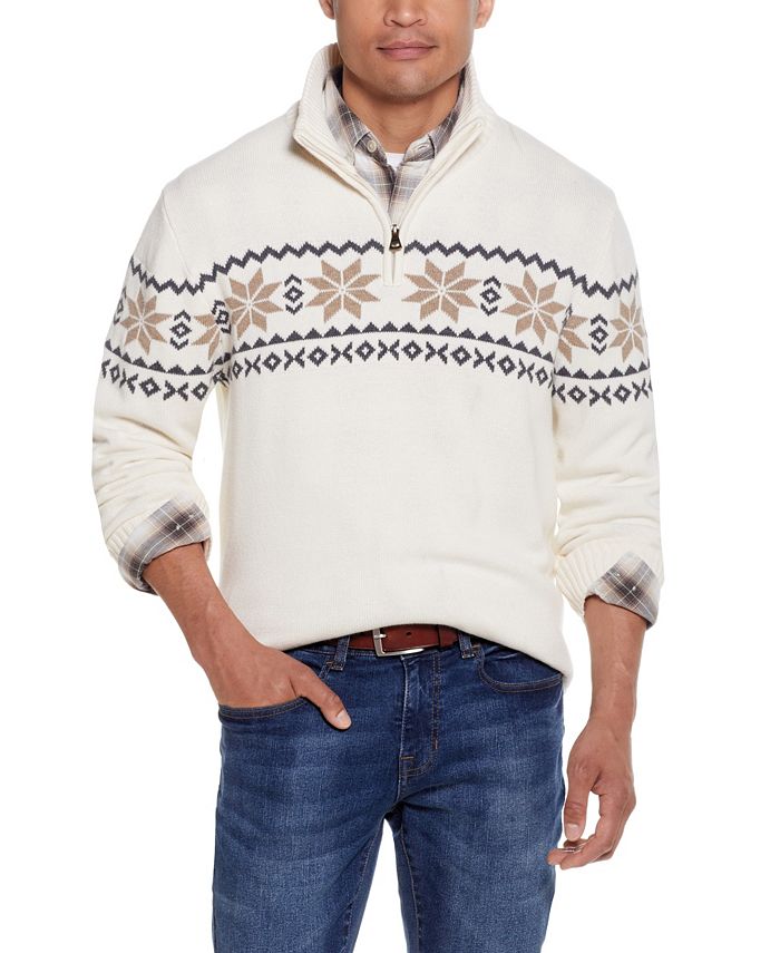 Weatherproof Vintage Men's Snowflake Quarter-Zip Sweater - Macy's