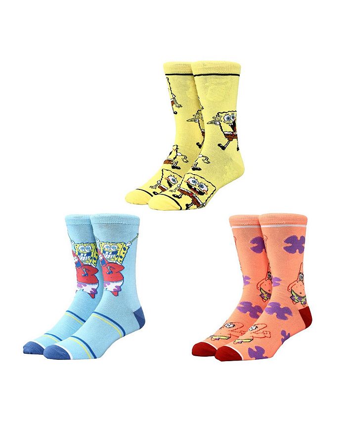 Bioworld Men's SpongeBob SquarePants 3-Pack Crew Socks Set - Macy's
