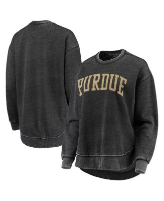 Women's Pressbox Black Purdue Boilermakers Vintage-Like Wash Pullover ...