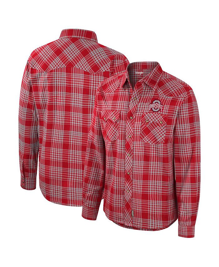 Colosseum Men's x Wrangler Scarlet Ohio State Buckeyes Plaid Western ...