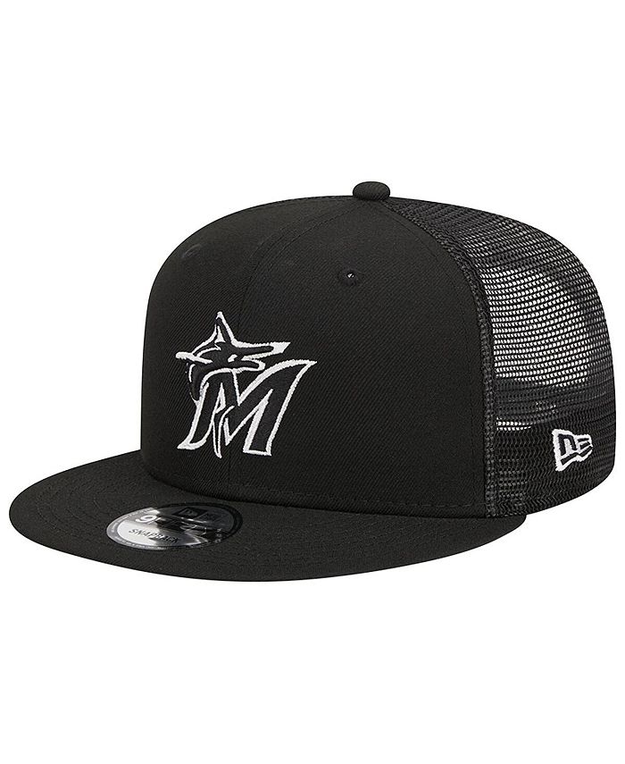 New Era Men's Black Miami Marlins Trucker 9FIFTY Snapback Hat - Macy's