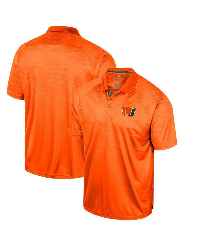 Colosseum Men's Orange Miami Hurricanes Honeycomb Raglan Polo Shirt ...