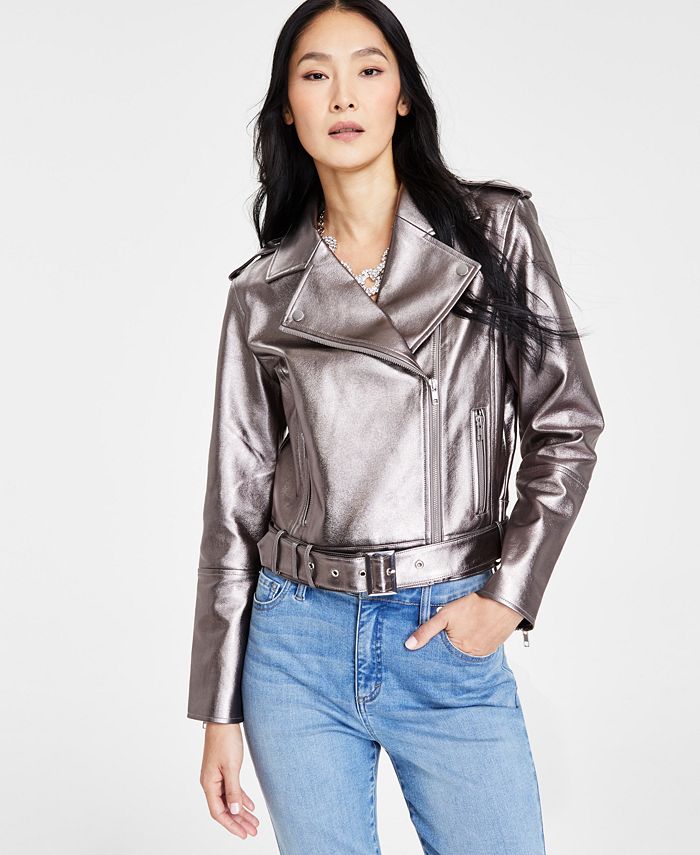I.N.C. International Concepts Women's Metallic Moto Jacket, Created for ...