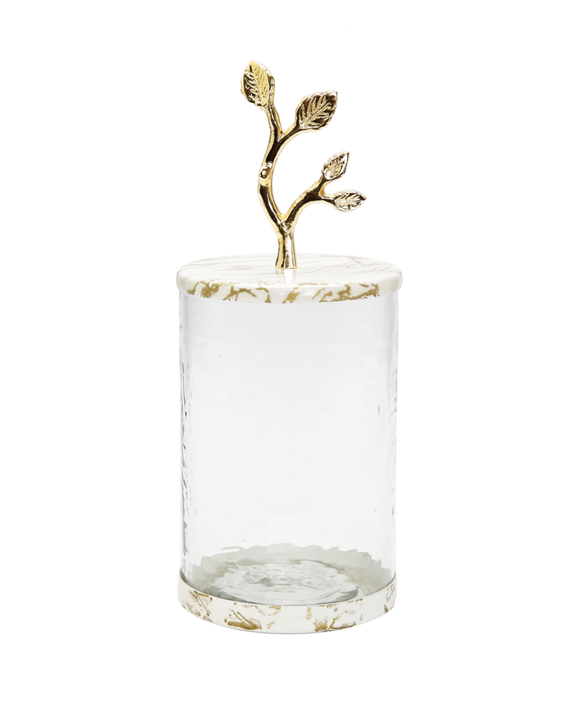 Click here for Glass Canister with Gold-Tone Marble Lid and Leaf... prices