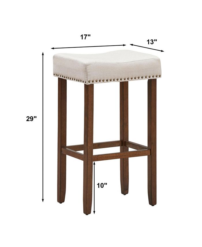 Slickblue Set of 2 Nailhead Saddle Bar Stools 29 Inch Height - Macy's