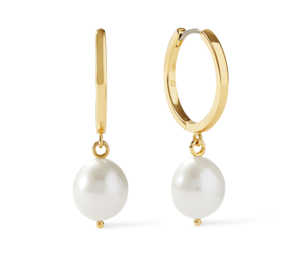 Ana Luisa Pearl Hoops - Medium Frida - Gold  gold  pearl