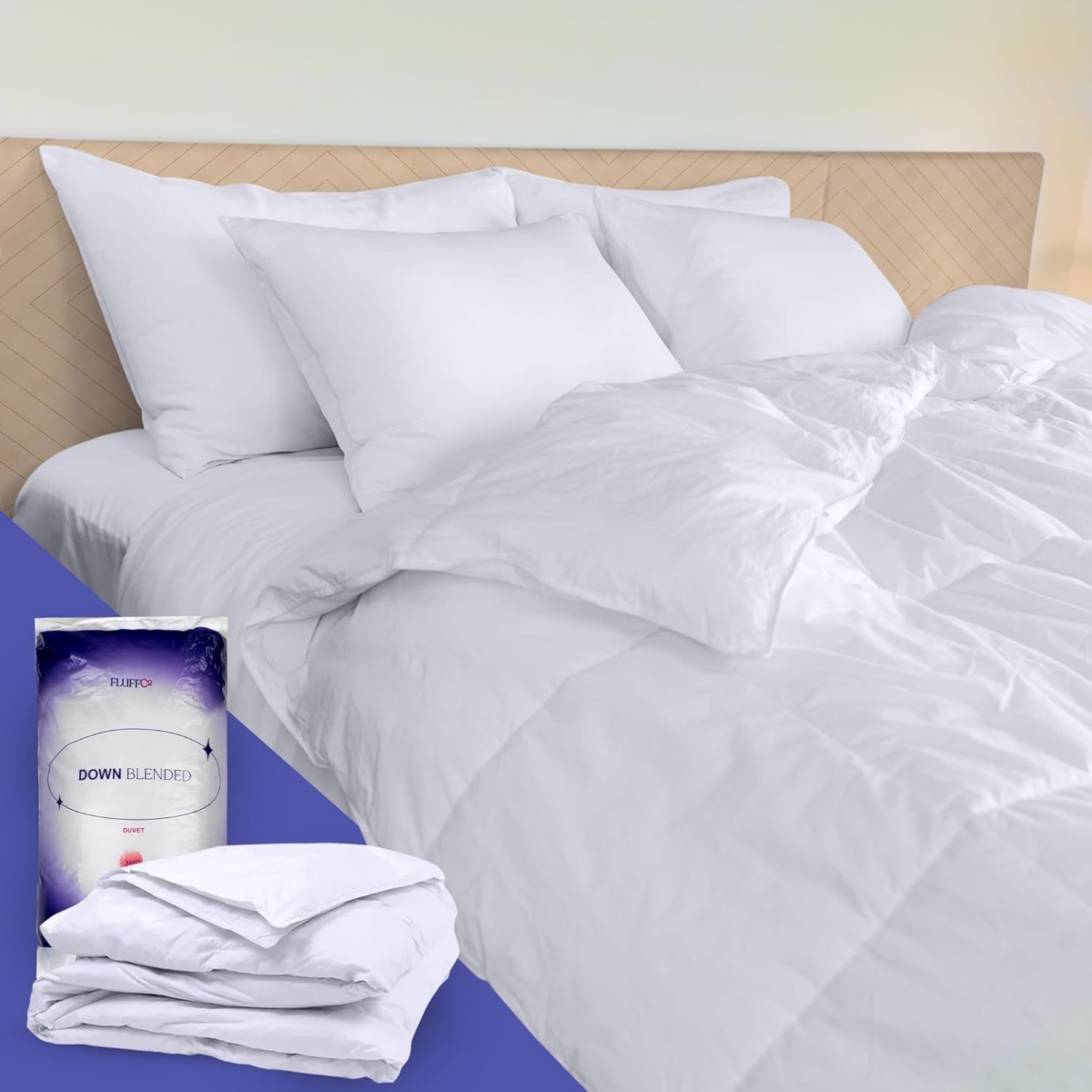 Click here for FluffCo Down Blended Comforter - Queen - White prices